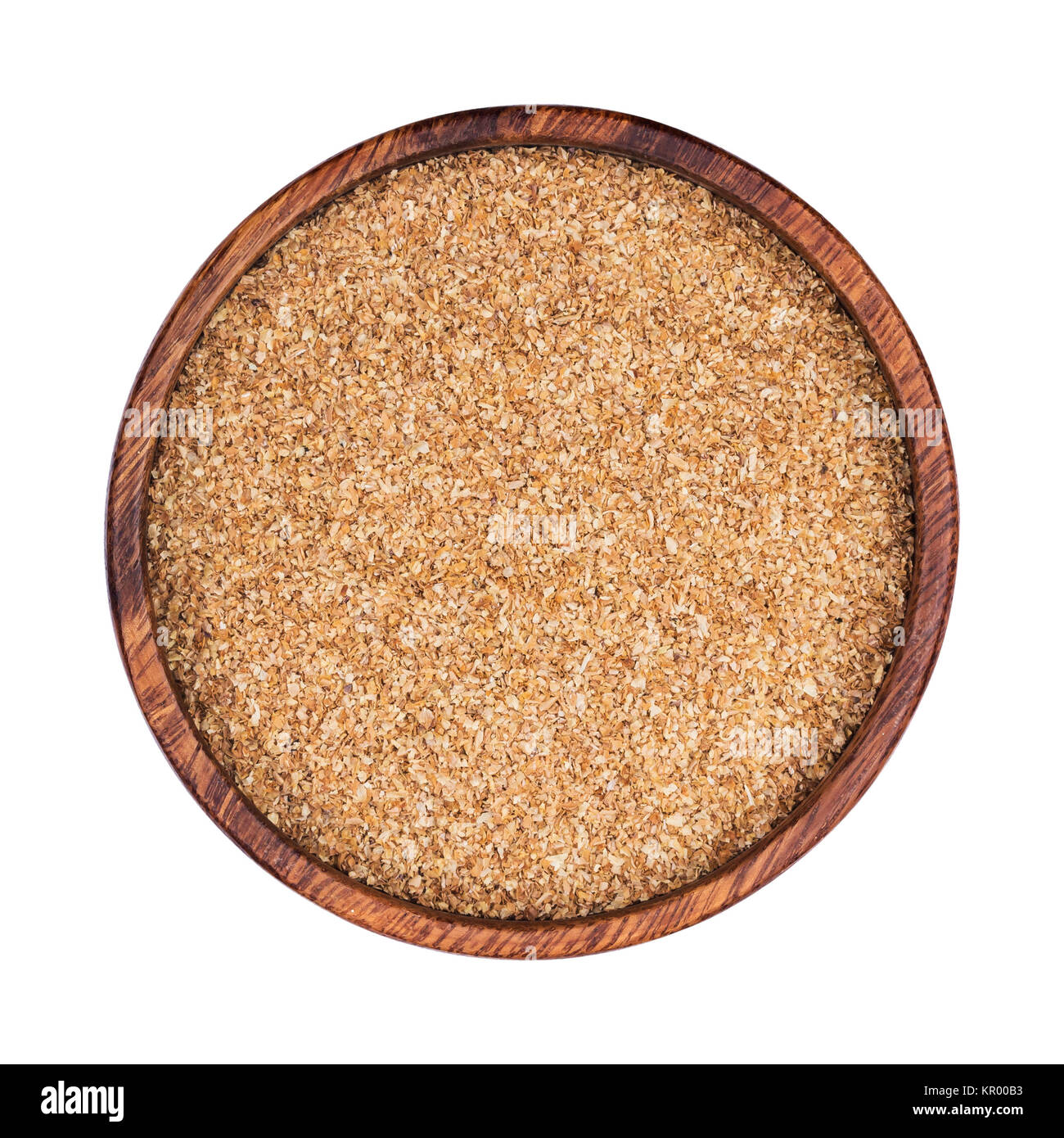 Dry ground fiber in bowl isolated on white background. Top view Stock ...