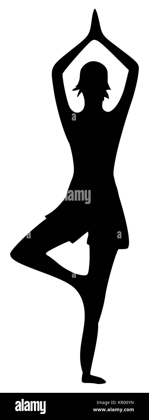 Peace mind yoga silhouette Black and White Stock Photos & Images - Alamy