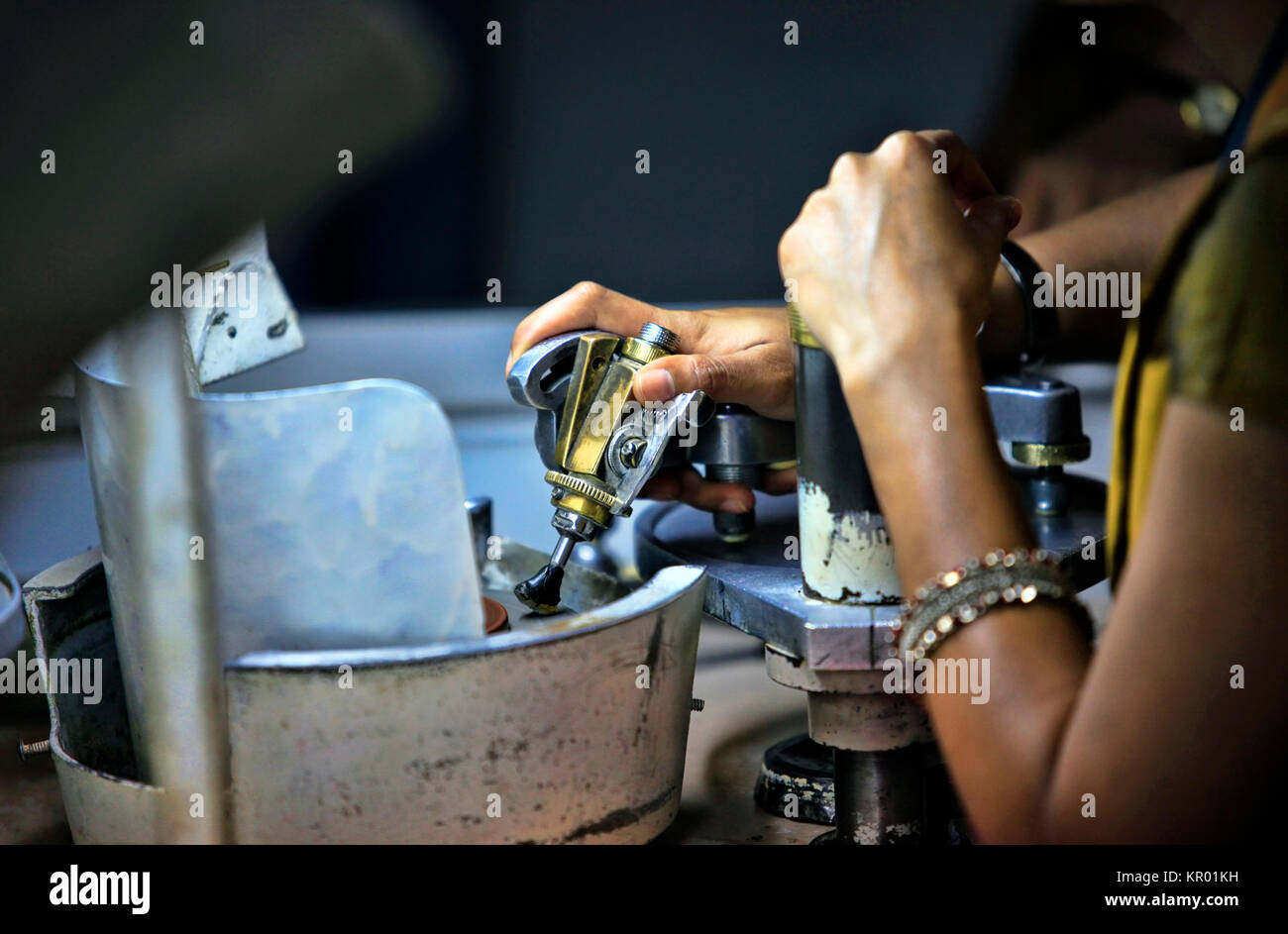 Gemstone processing factory in Sri Lanka Stock Photo - Alamy
