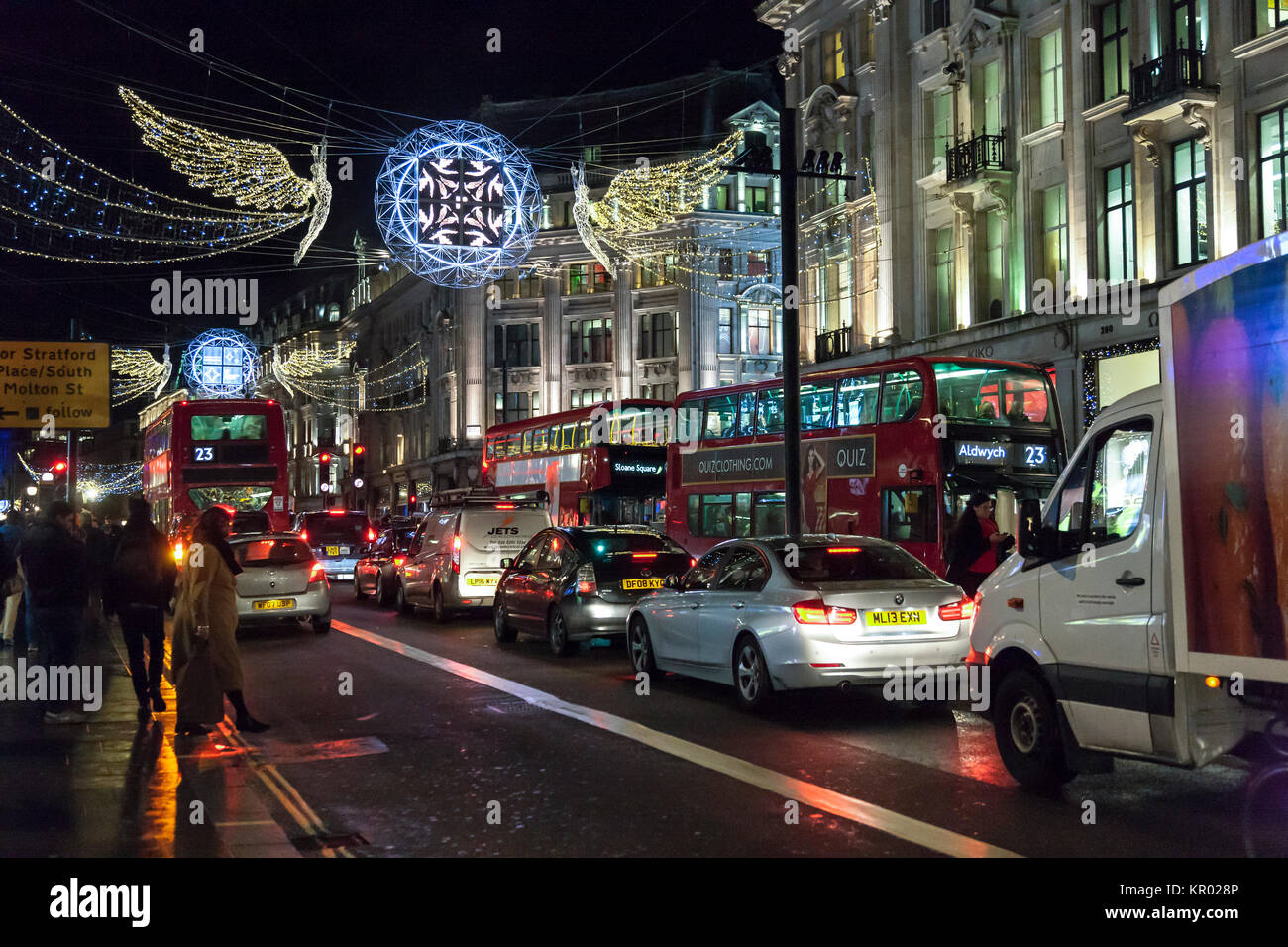 Busy Regent street and Christmas lights, London Stock Photo - Alamy