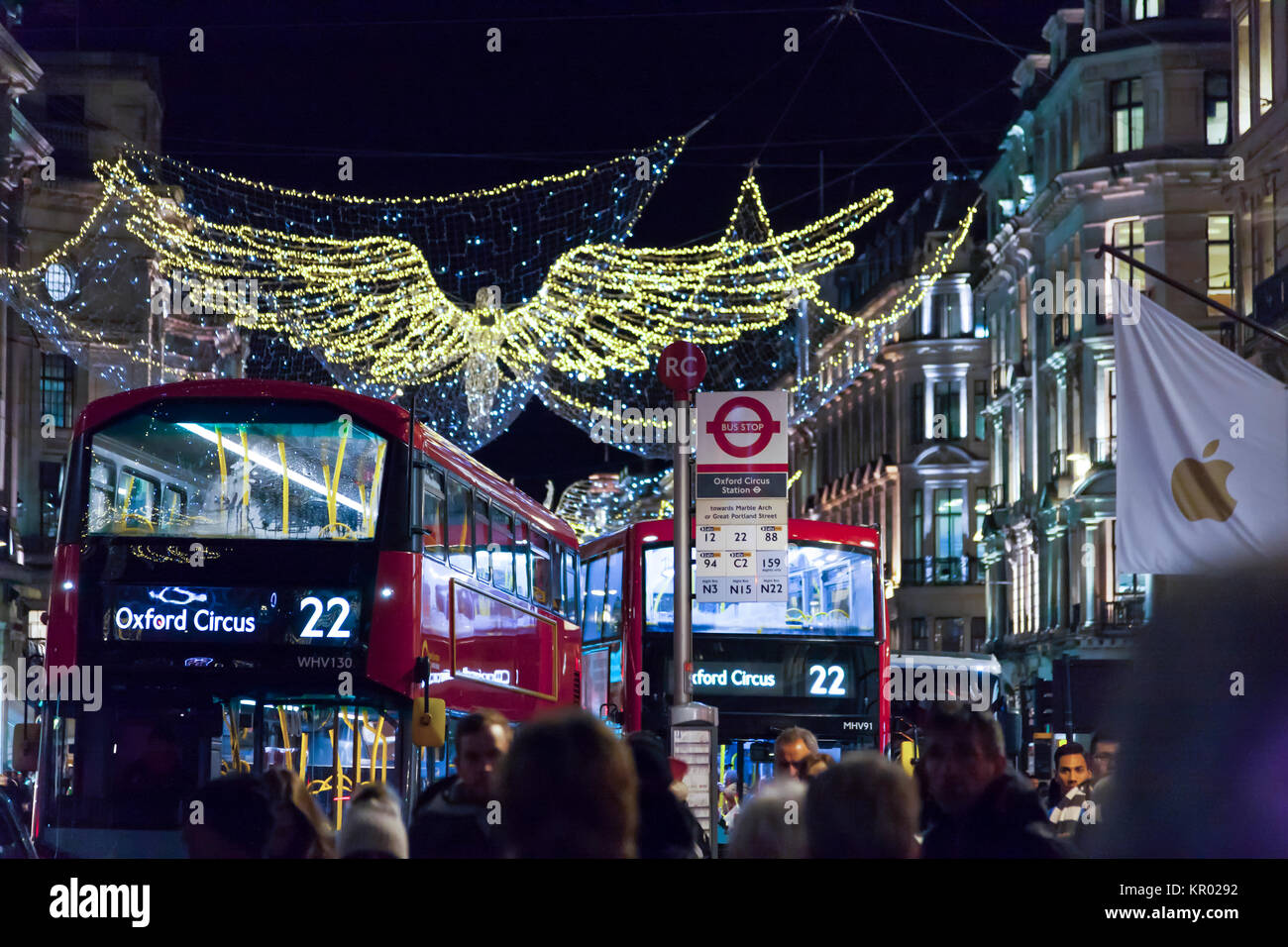 Busy Regent street and Christmas lights, London Stock Photo - Alamy