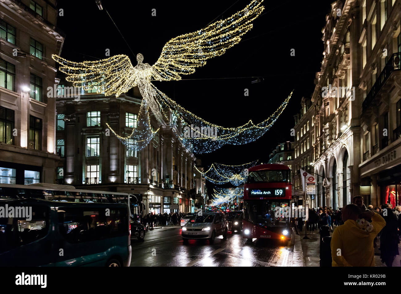 Busy Regent street and Christmas lights, London Stock Photo - Alamy