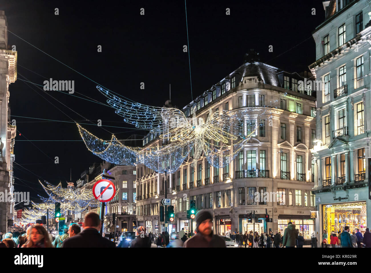 Busy Regent street and Christmas lights, London Stock Photo - Alamy