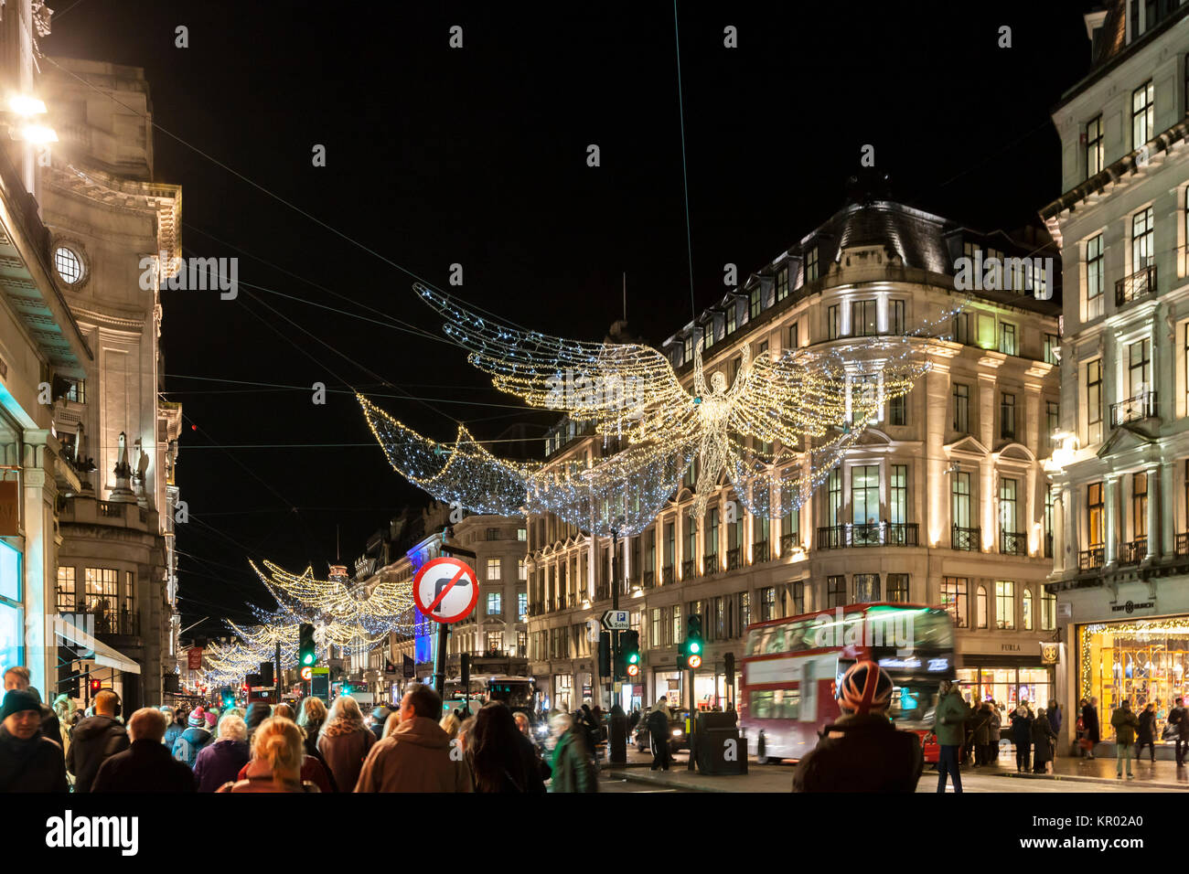 Busy Regent street and Christmas lights, London Stock Photo - Alamy