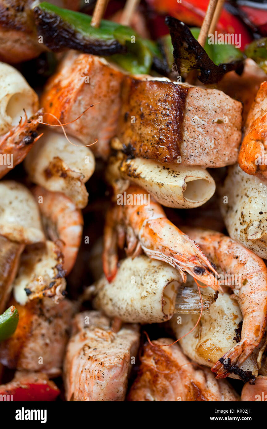Sea food skewers Stock Photo - Alamy