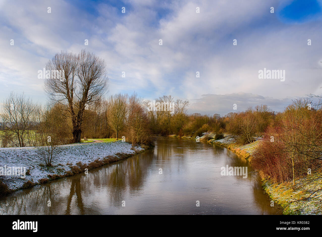 Color outdoor idyllic impressionistic nature image of a river ...