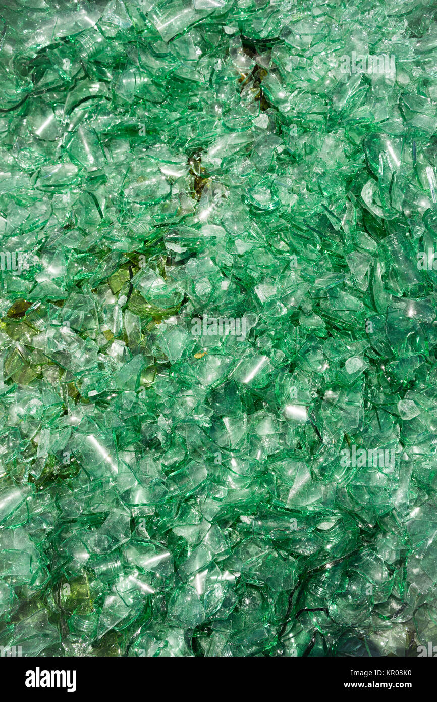 Crushed Broken Glass Bottle Recycle Sharp Green shards Stock Photo - Alamy