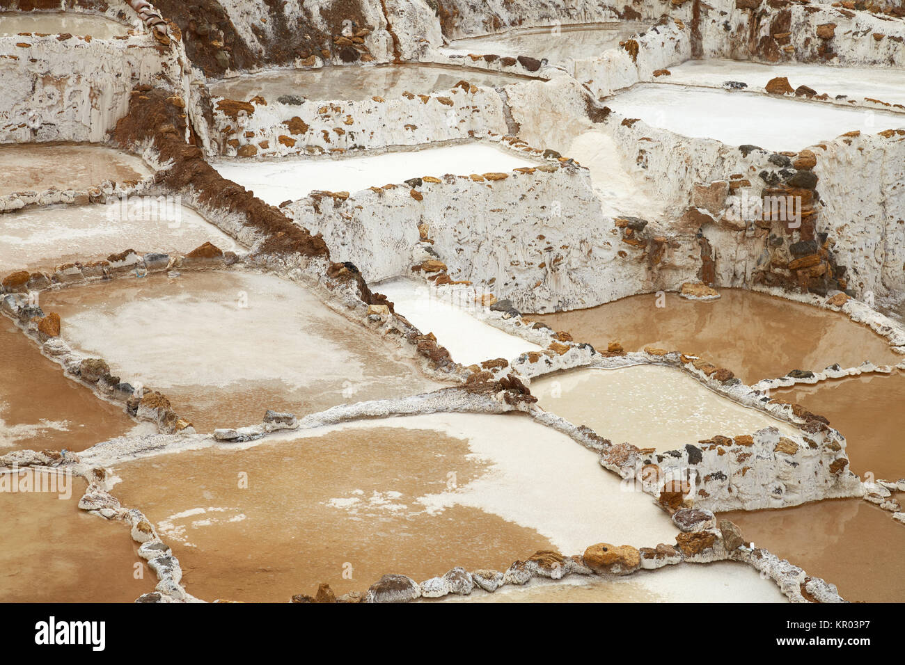 Salina de Maras, the traditional inca salt field in Maras near Cuzco in ...