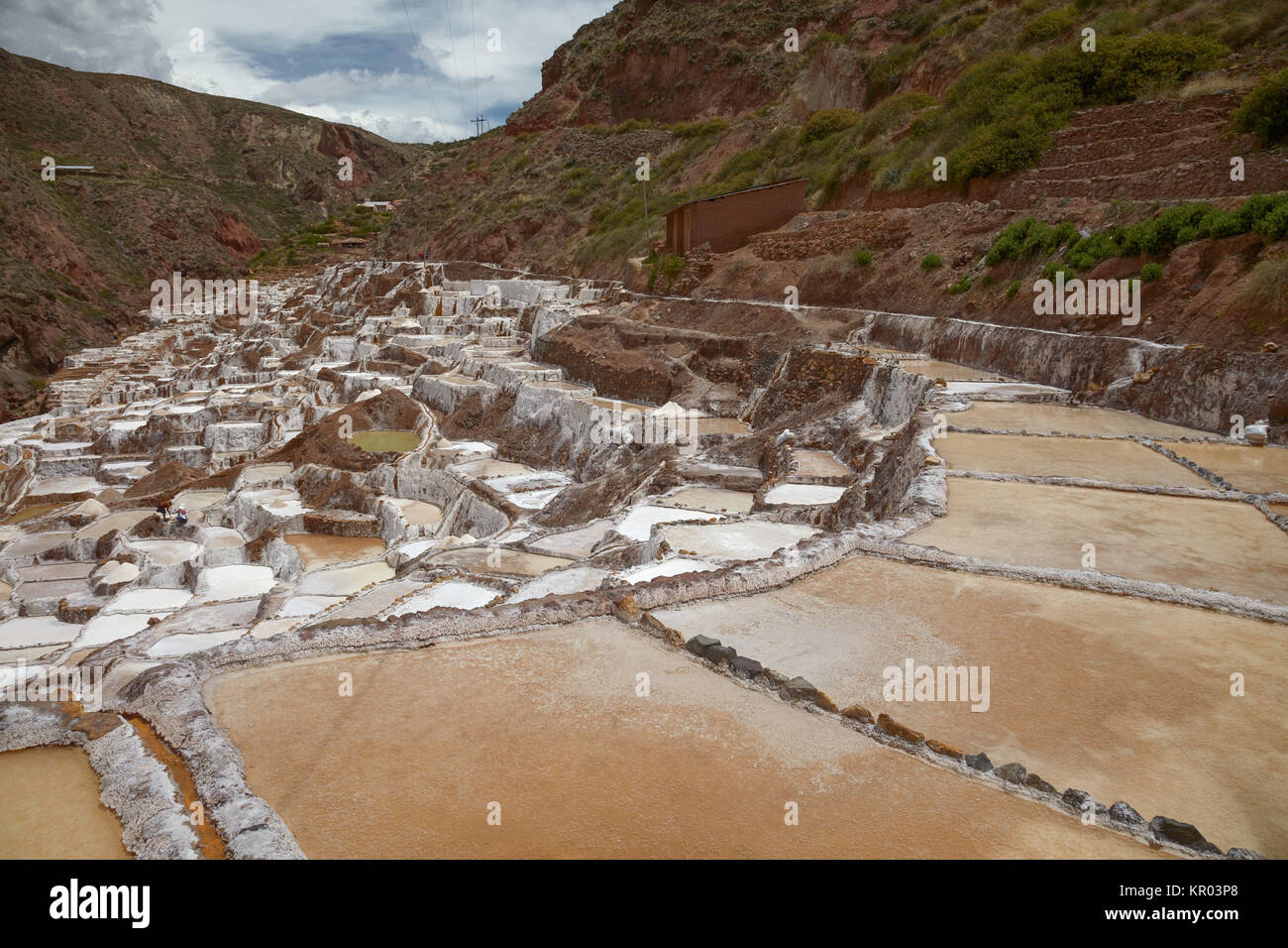 Salina de Maras, the traditional inca salt field in Maras near Cuzco in ...