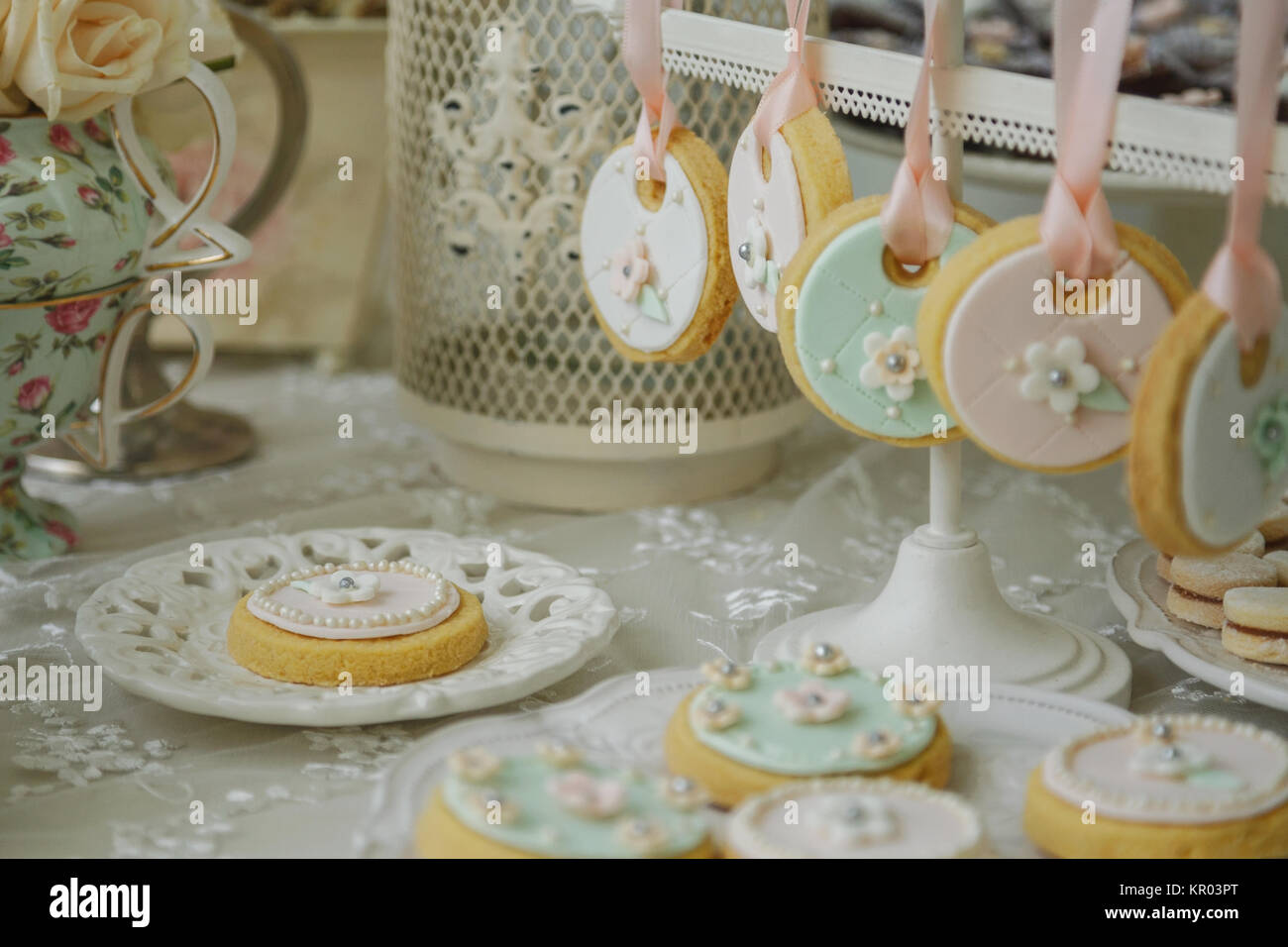 Table of sweets for wedding party Stock Photo - Alamy