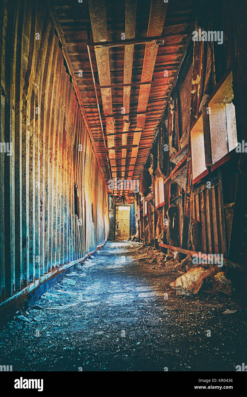 Old abandoned ruin factory damage building inside Stock Photo - Alamy