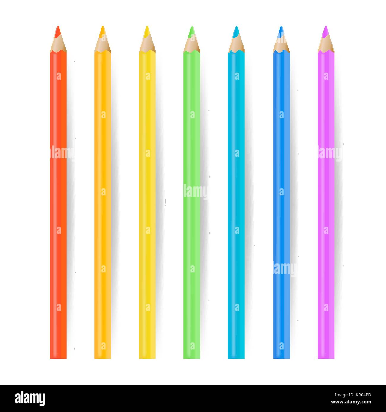 Colored Pencils Set Vector. Realistic School Tools Crayons Isolated On ...