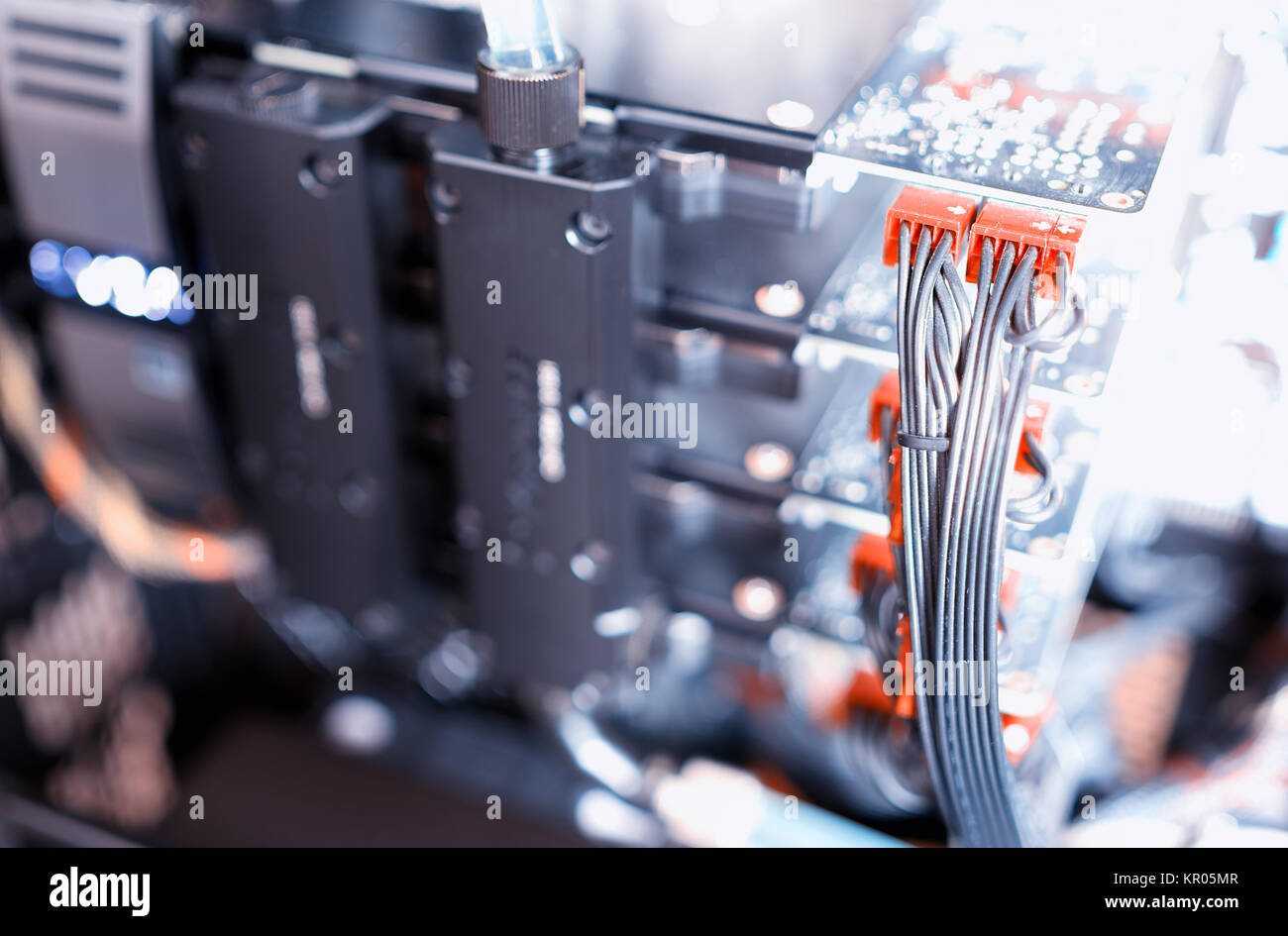 Horizontal gpu quad sli video card bokeh background Stock Photo - Alamy