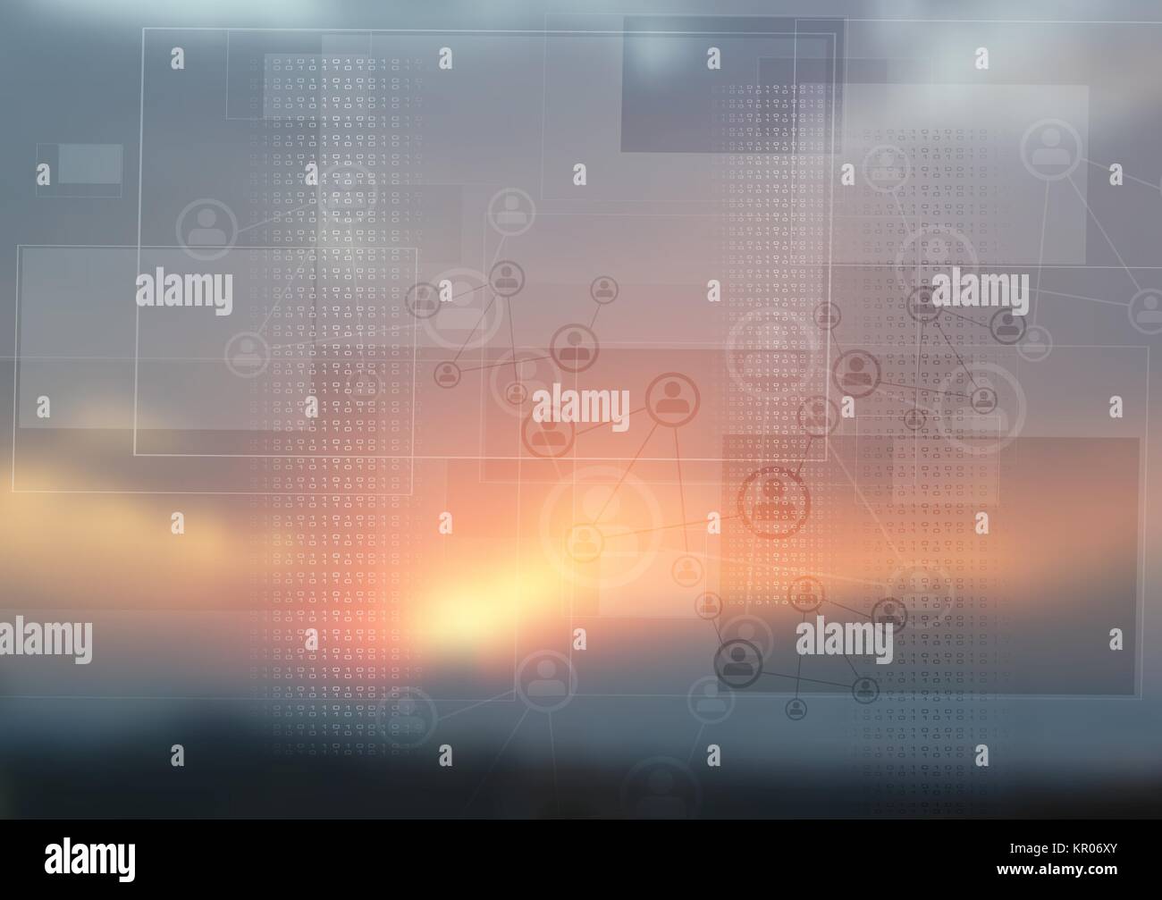 Abstract tech design on magic sunset backdrop Stock Photo - Alamy