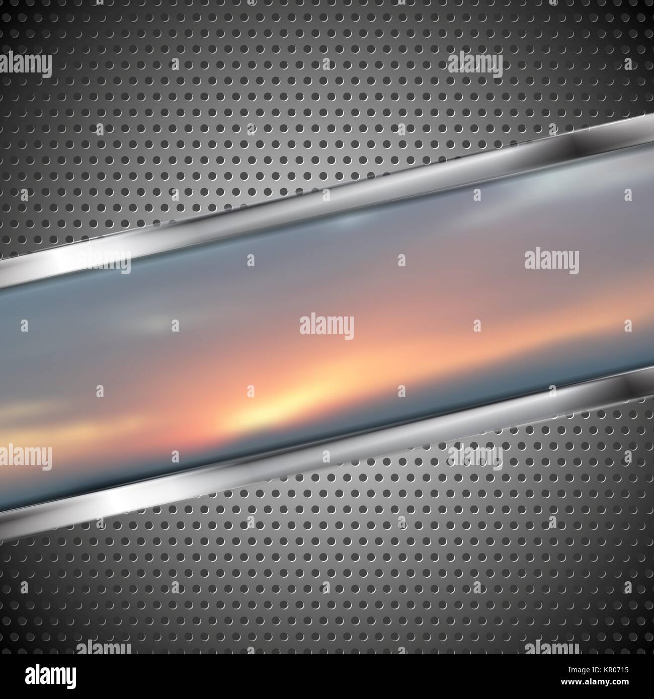 Abstract perforated metal backdrop with bright banners Stock Photo - Alamy