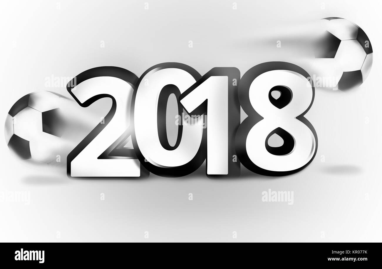 soccer football 2018 white bold font 3d illustration Stock Photo - Alamy