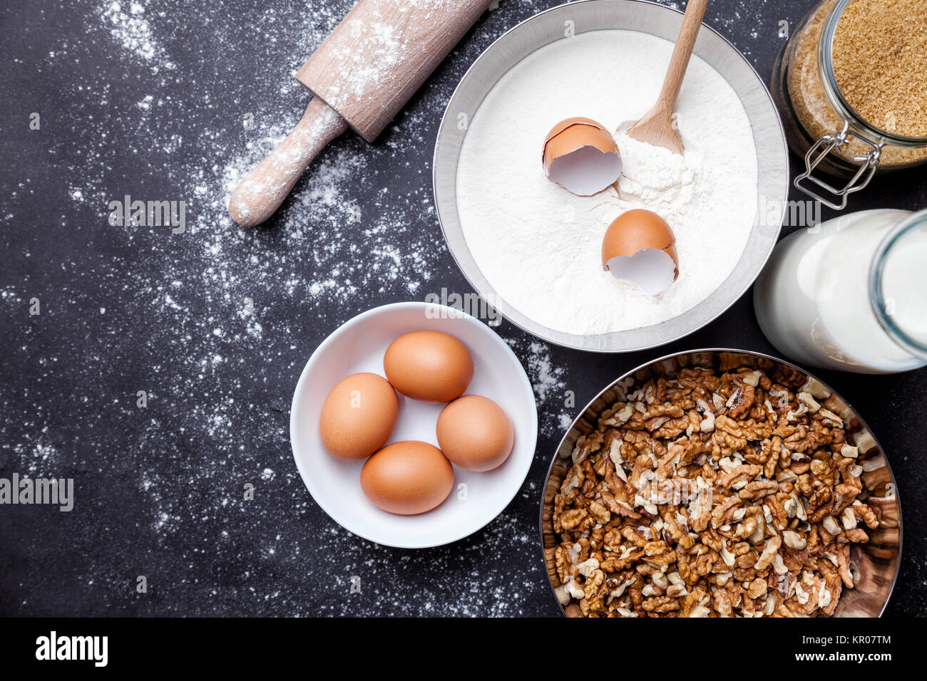 Baking and cooking concept, variety of ingredients and utensils Stock ...