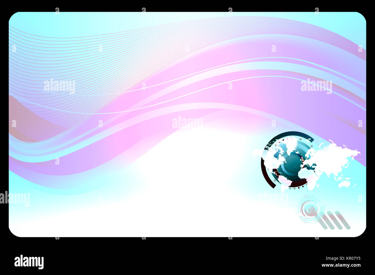 Abstract background with world map and waves for the design of business ...