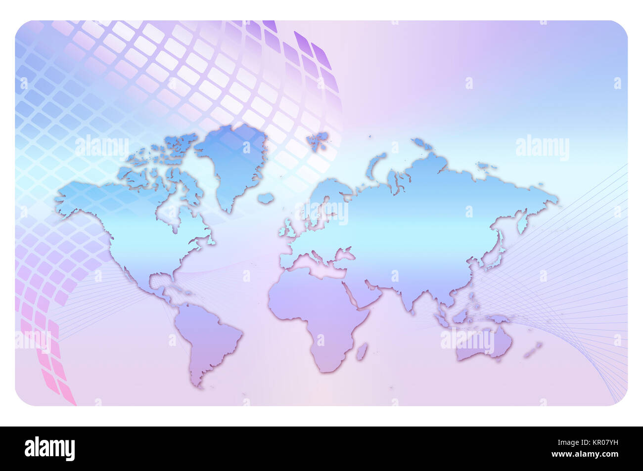 Abstract background with world map and waves for the design of business ...