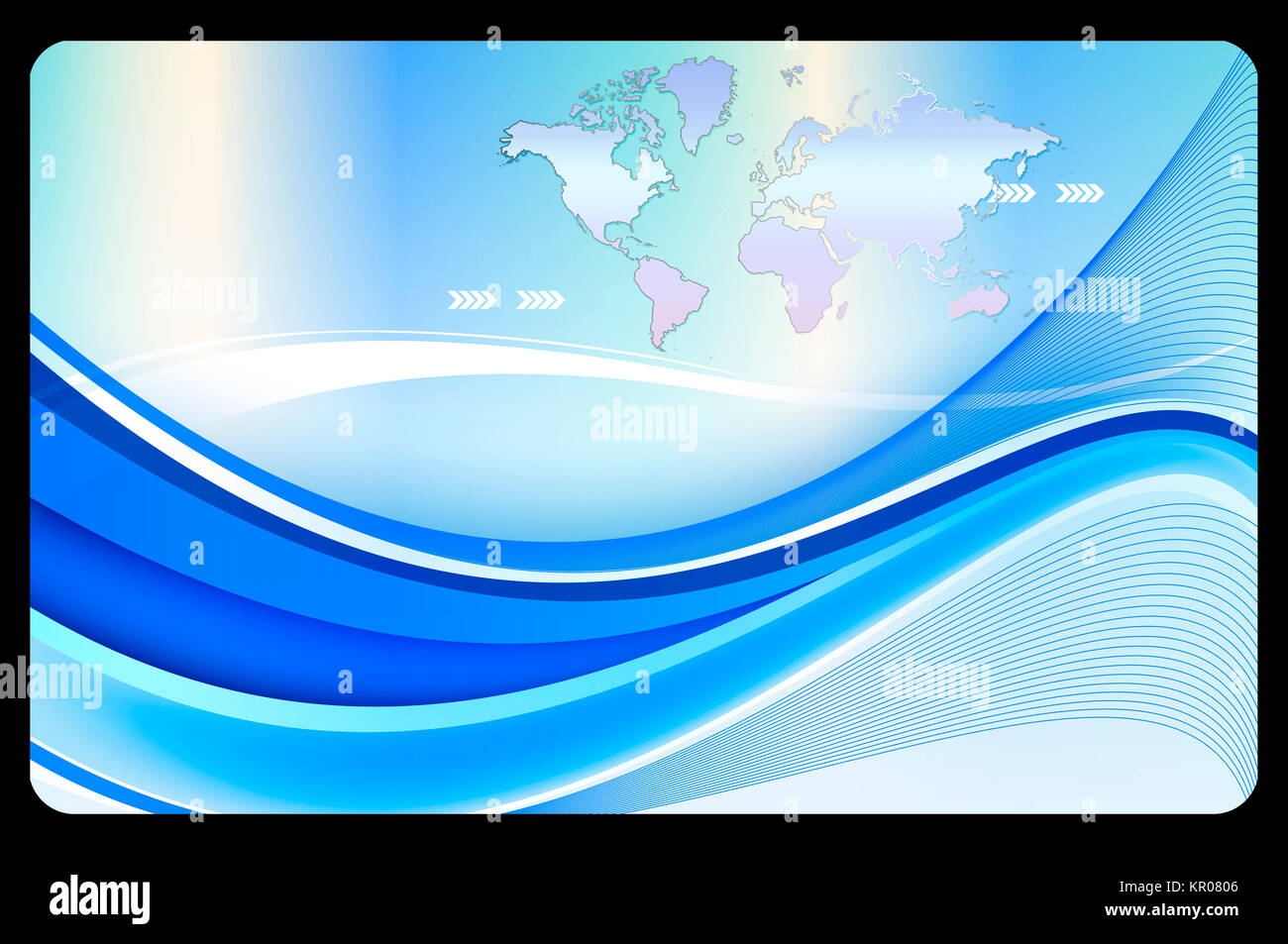 Abstract background with world map and waves for the design of business ...