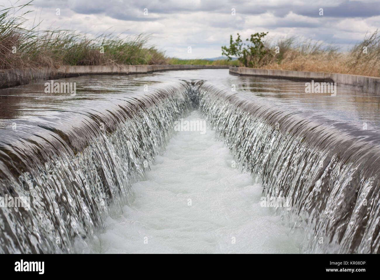 Floodgate area at huge irrigation canal, Extremadura, Spain Stock Photo ...