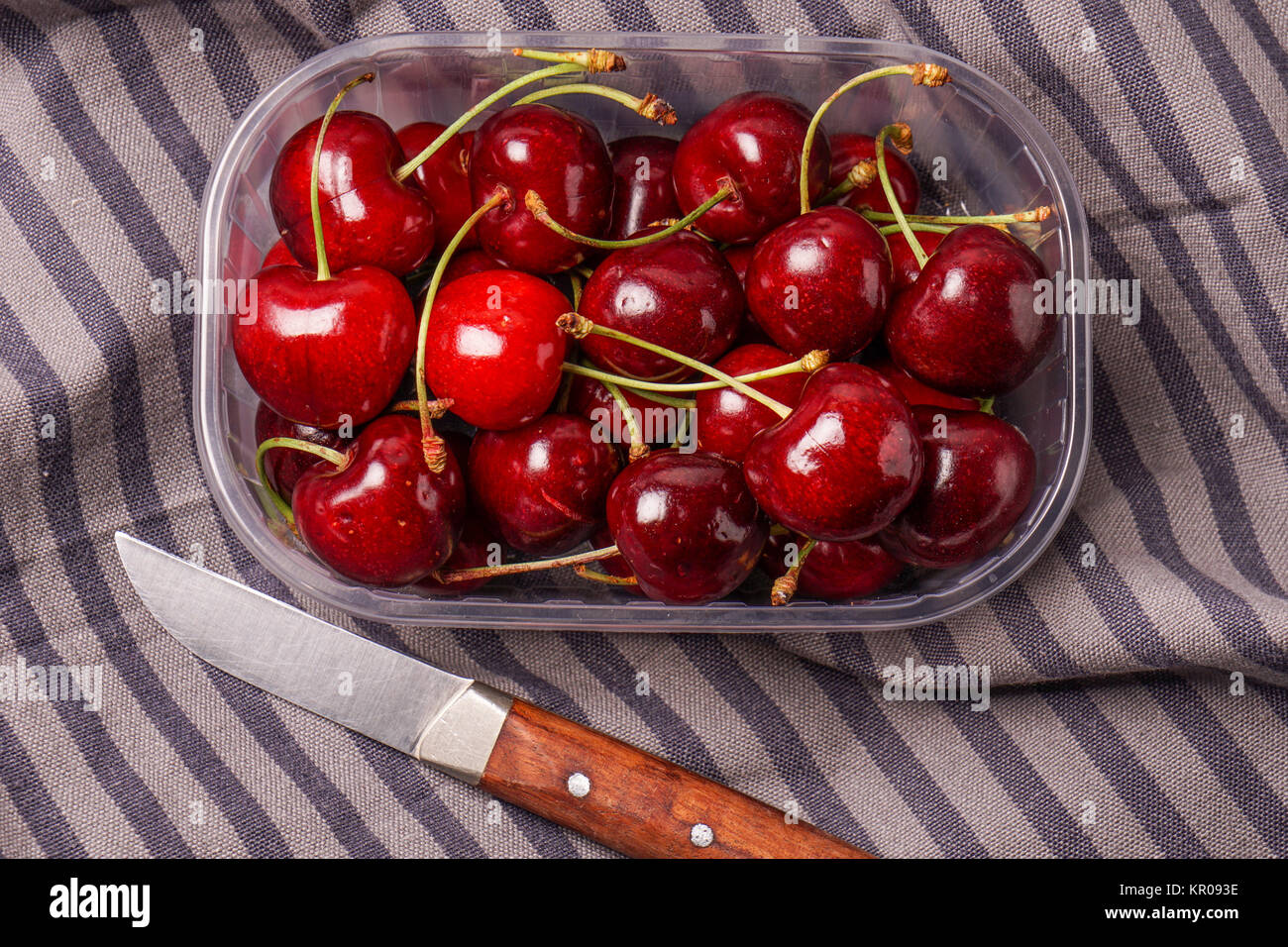 Delicious Fresh red organic Cherry, cherries in a plastic box Stock ...