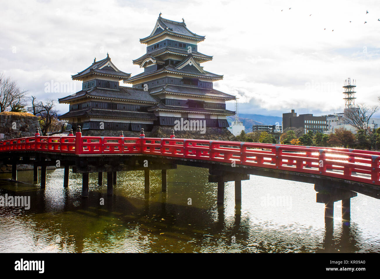 The keep of Matsumoto Castle or Crow Castle in autumn, one of the most ...