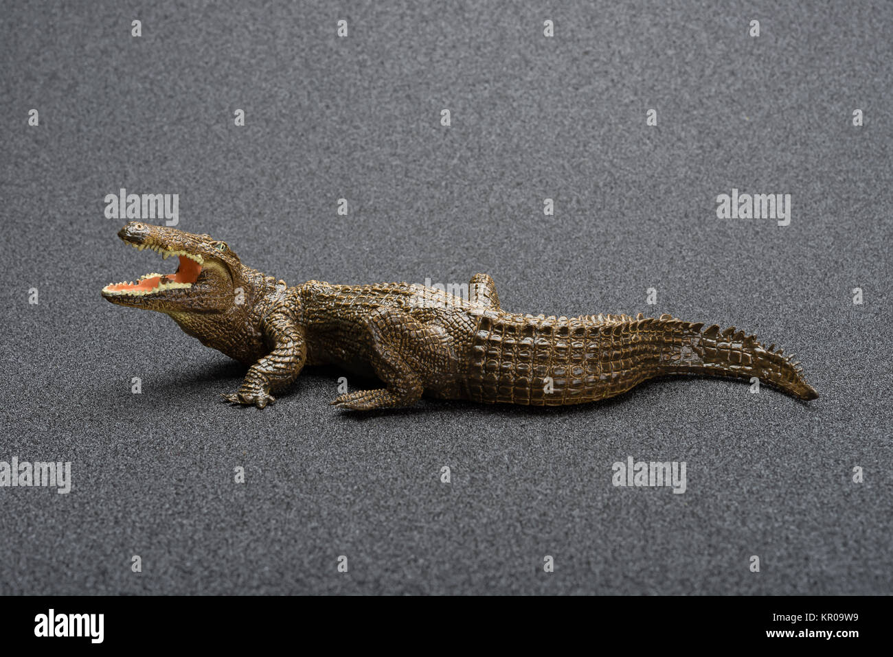 side view alligator toy on a dark background Stock Photo - Alamy