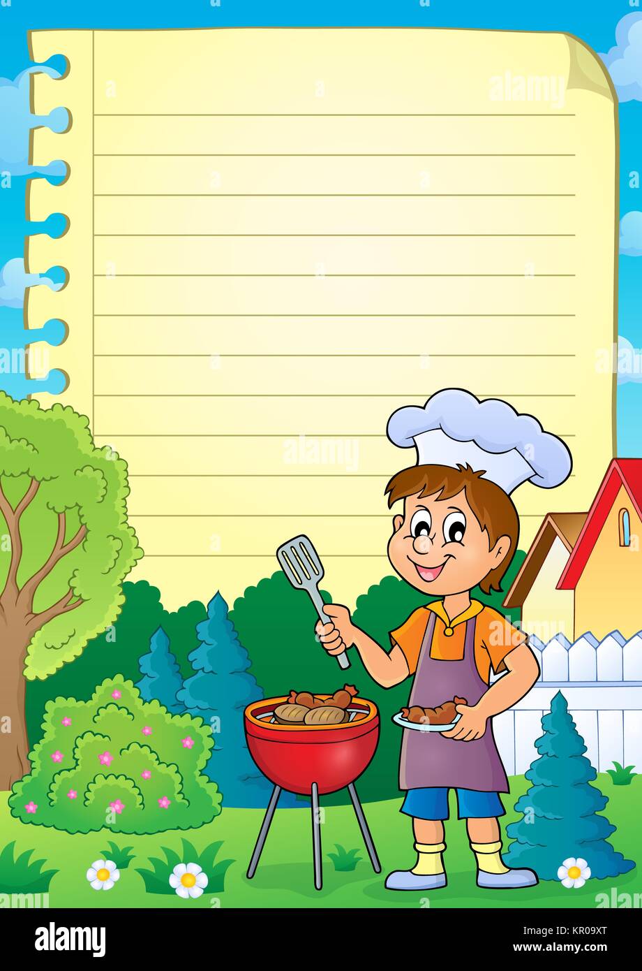 Lined paper with barbeque theme 1 Stock Photo - Alamy