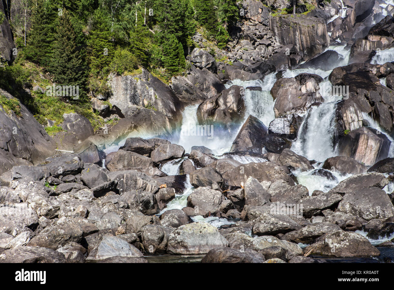 Rainbow at Uchar waterfall, Altay (Altai), Russia Stock Photo - Alamy