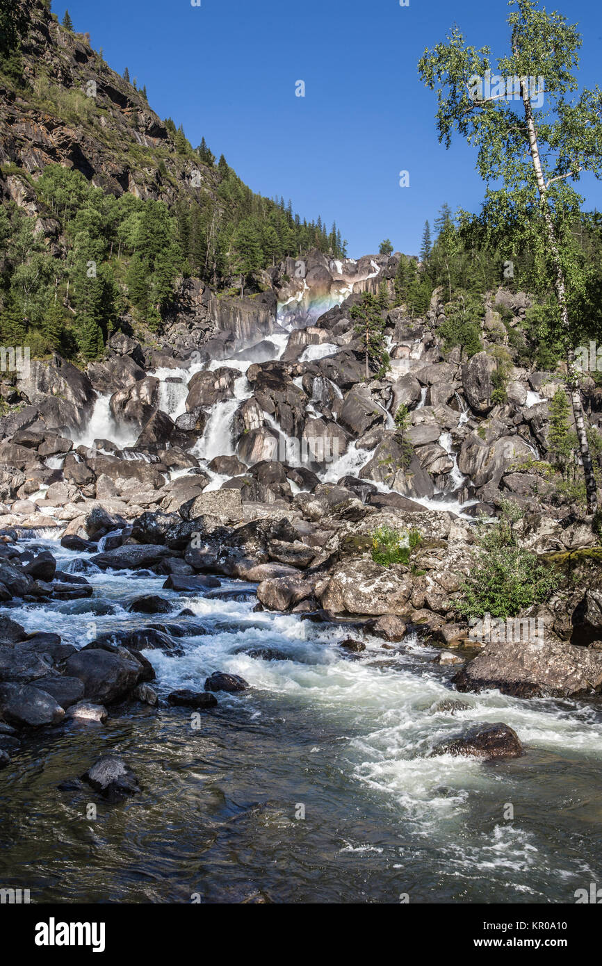 Rainbow at Uchar waterfall, Altay (Altai), Russia Stock Photo - Alamy