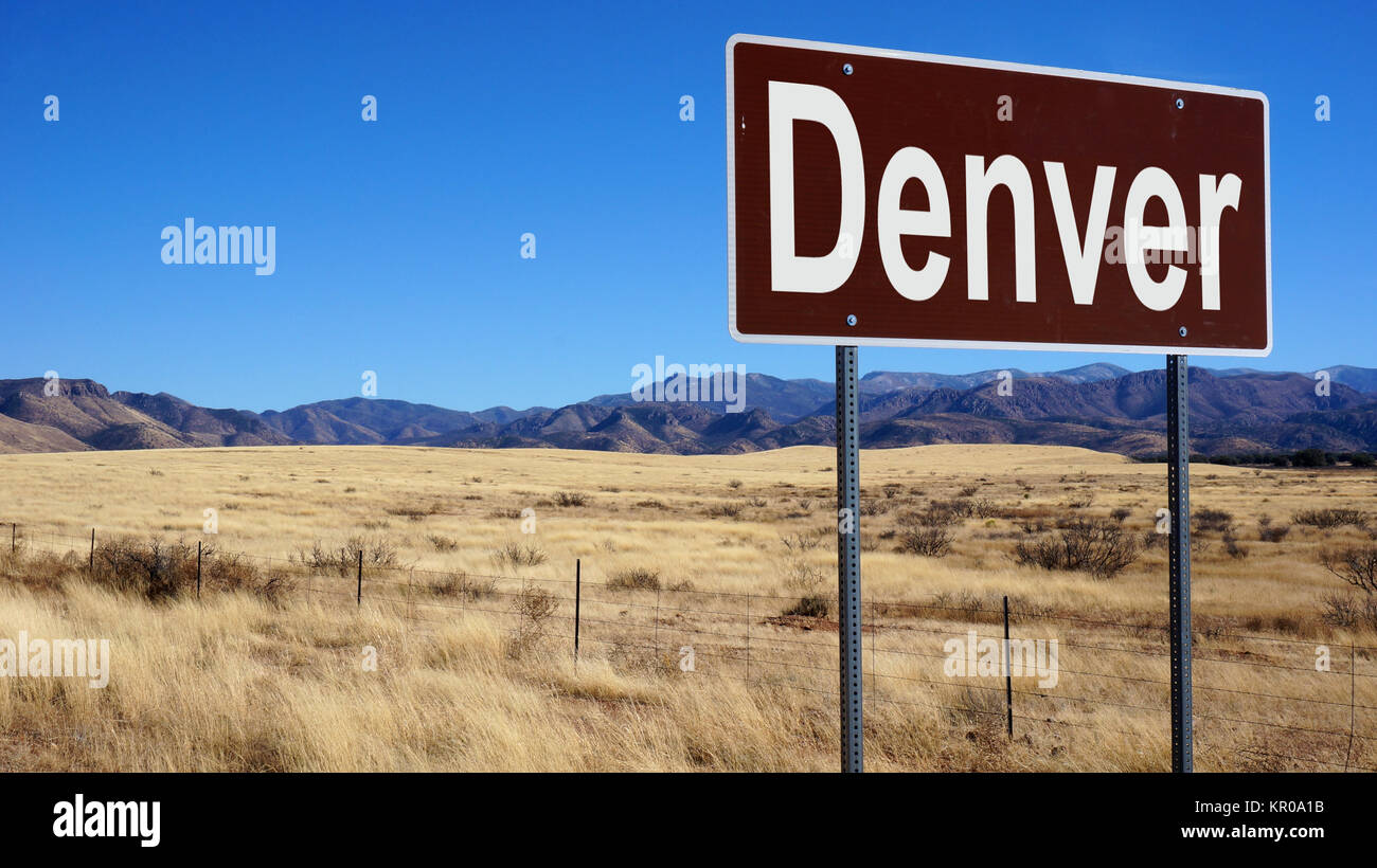 Denver brown road sign Stock Photo - Alamy