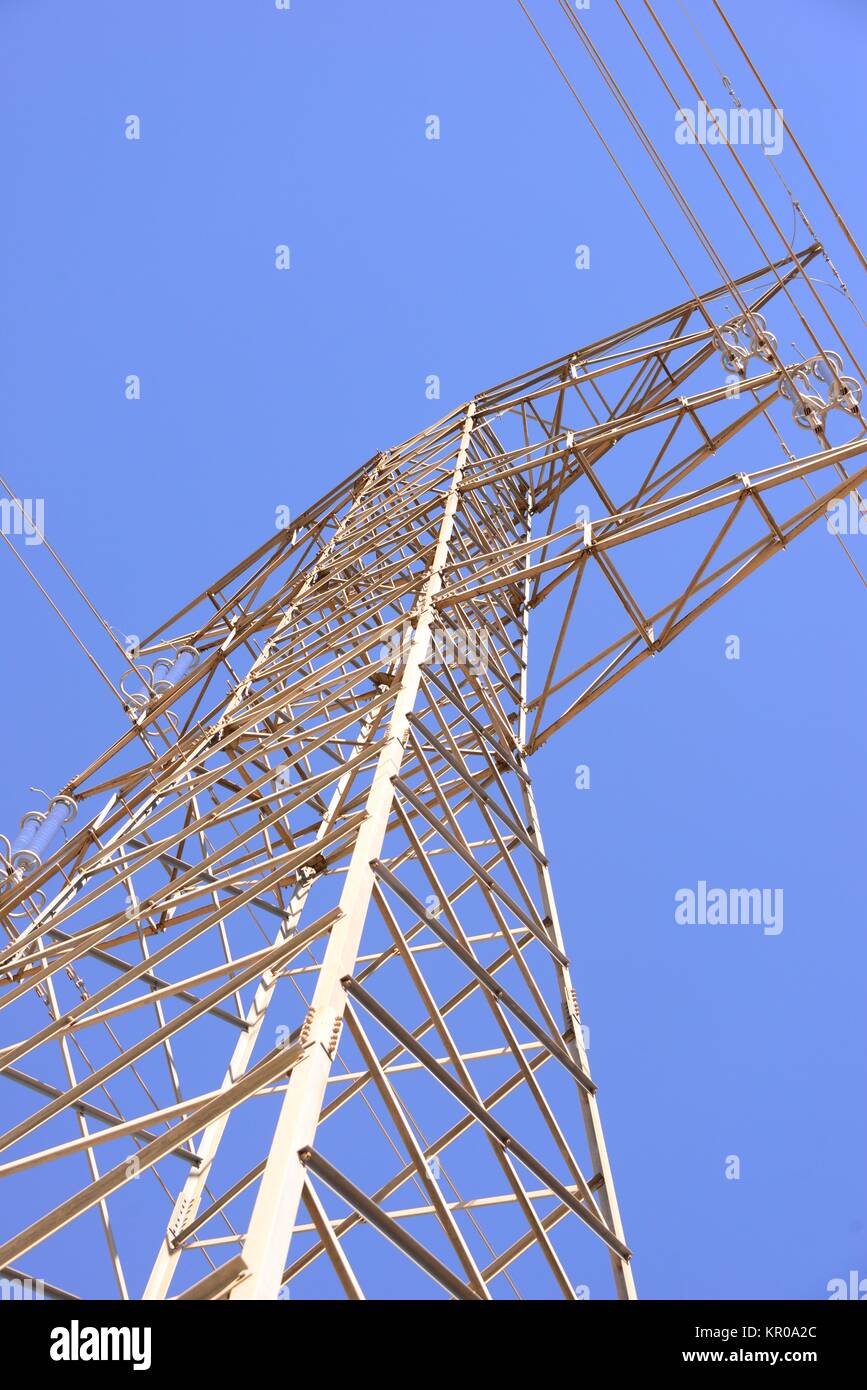 high-voltage line in spain Stock Photo - Alamy