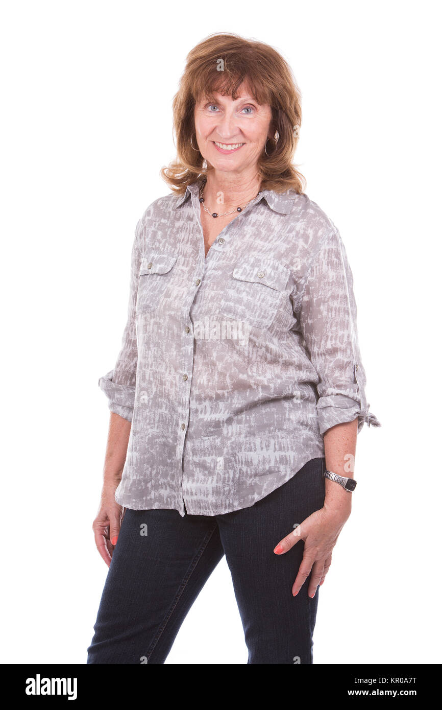 Middle aged laughing woman Cut Out Stock Images & Pictures - Alamy