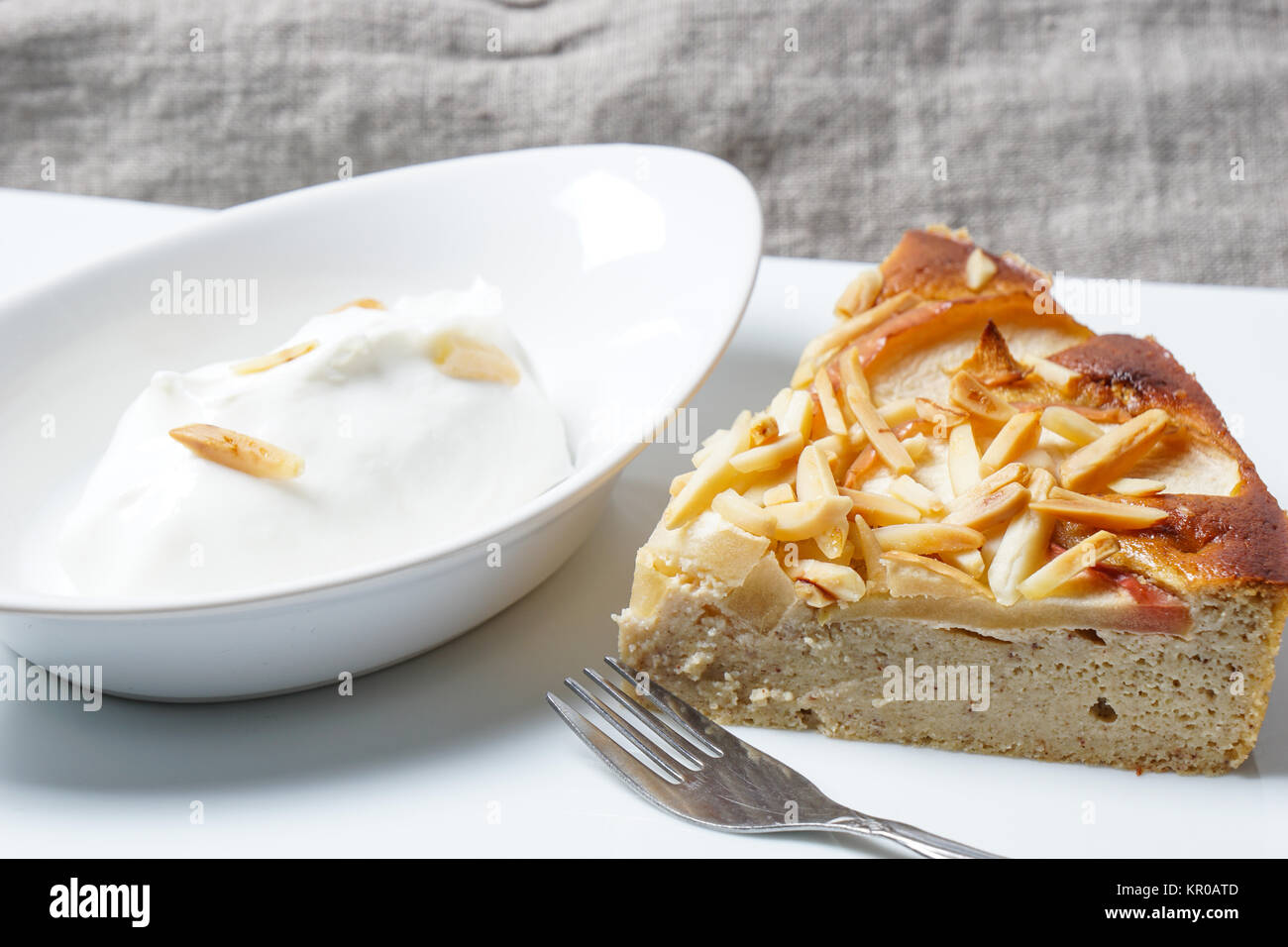 Apple pie with almonds Stock Photo - Alamy