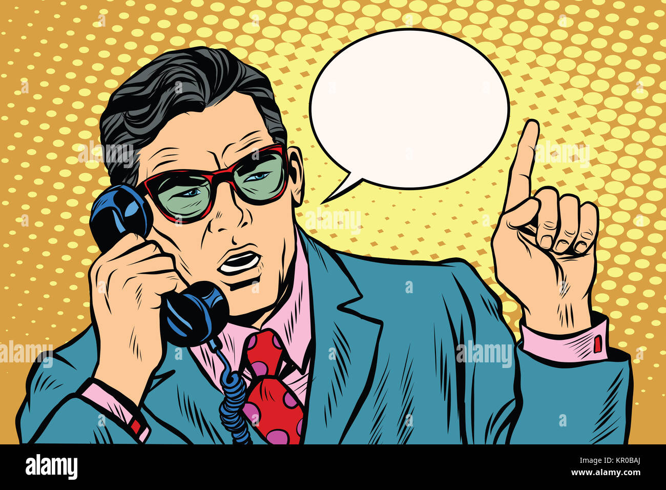 Business boss talking on the phone, Retro background Stock Photo - Alamy