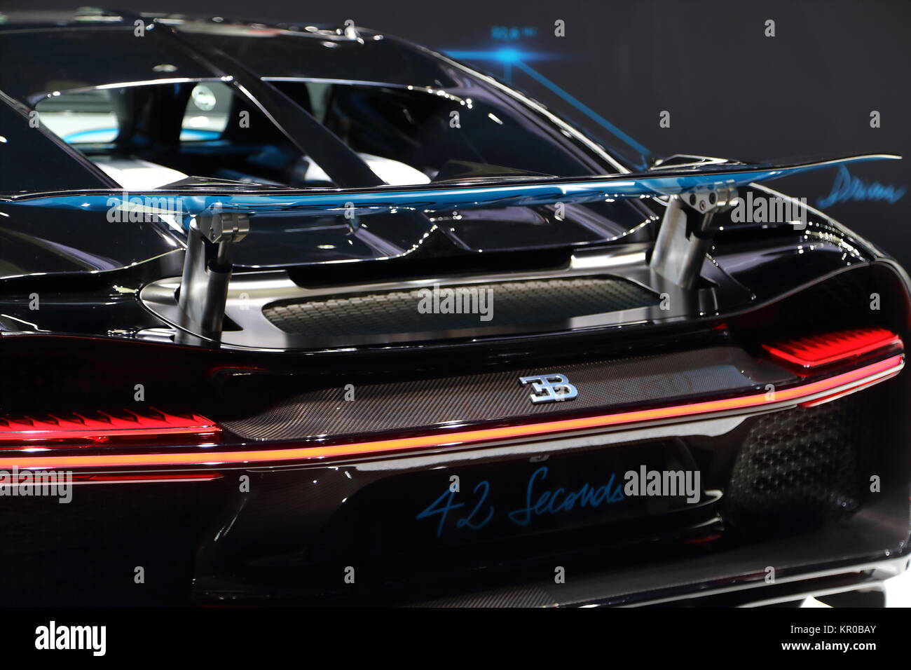 Rear view of the Bugatti Chiron 42 displayed at the Frankfurt Motor ...