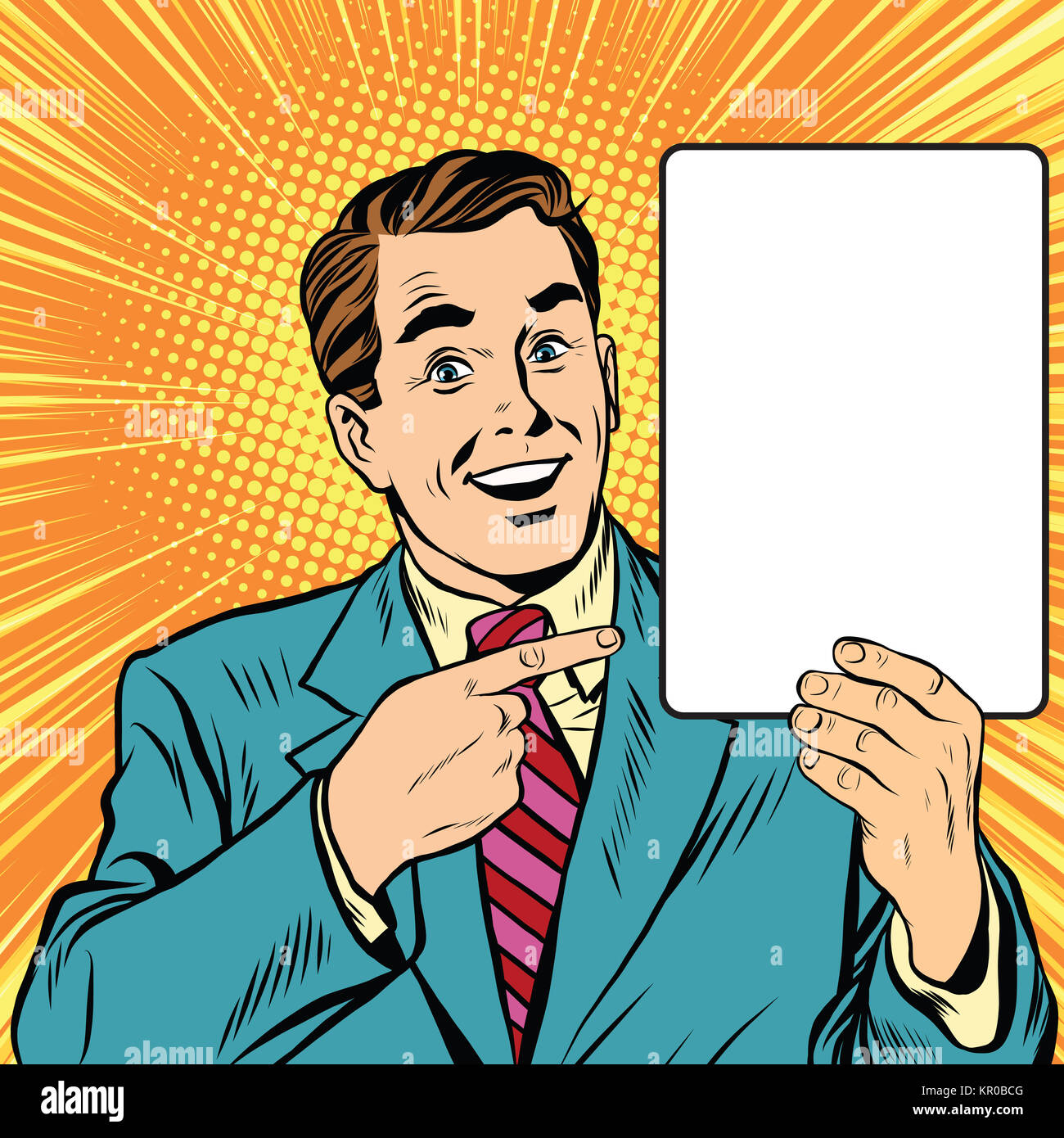 Retro man with a poster pop art Stock Photo - Alamy