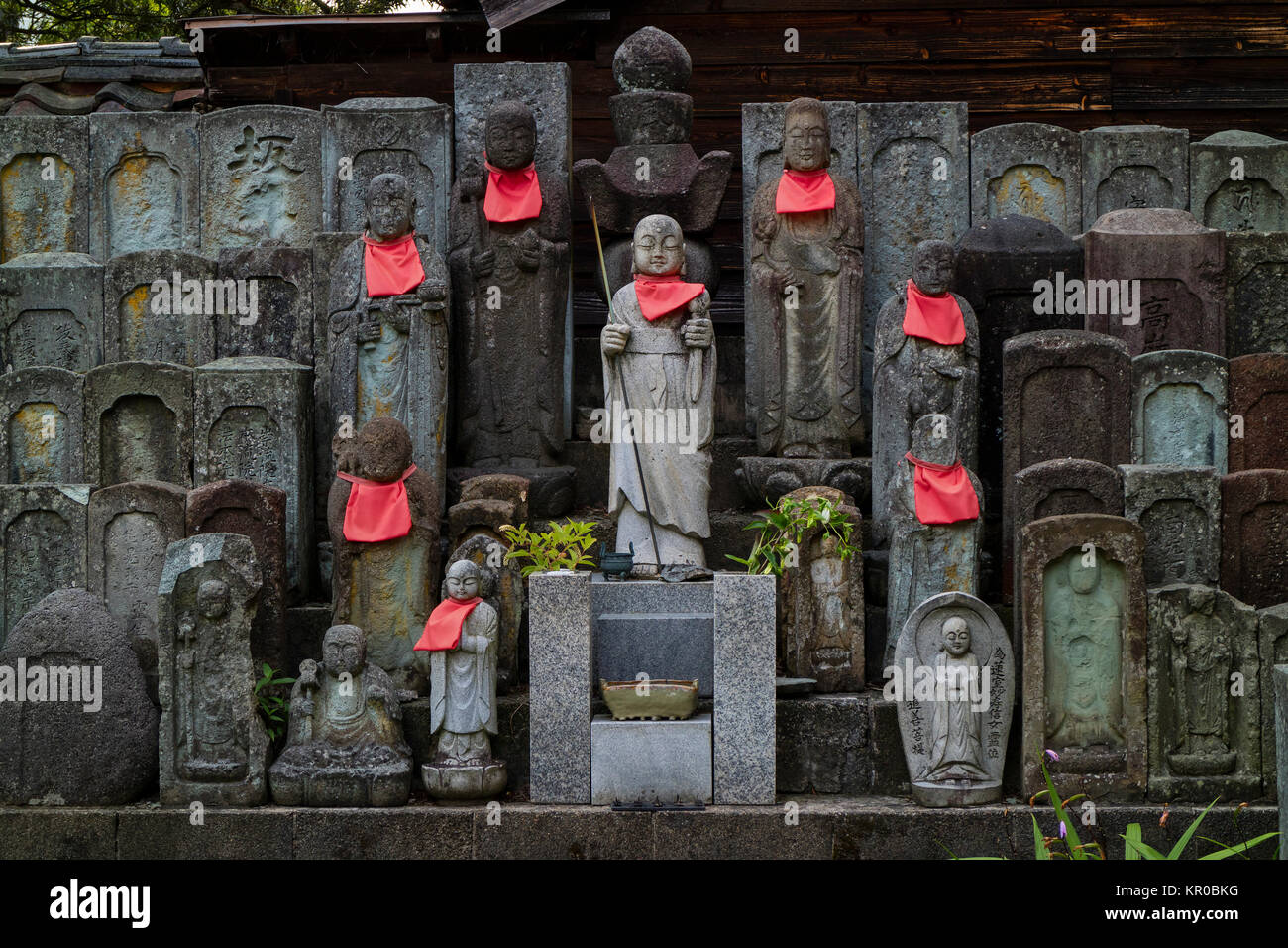 Kanazawa - Japan, June 9,2017; Traditional stone Jizo Bosatsu statues ...