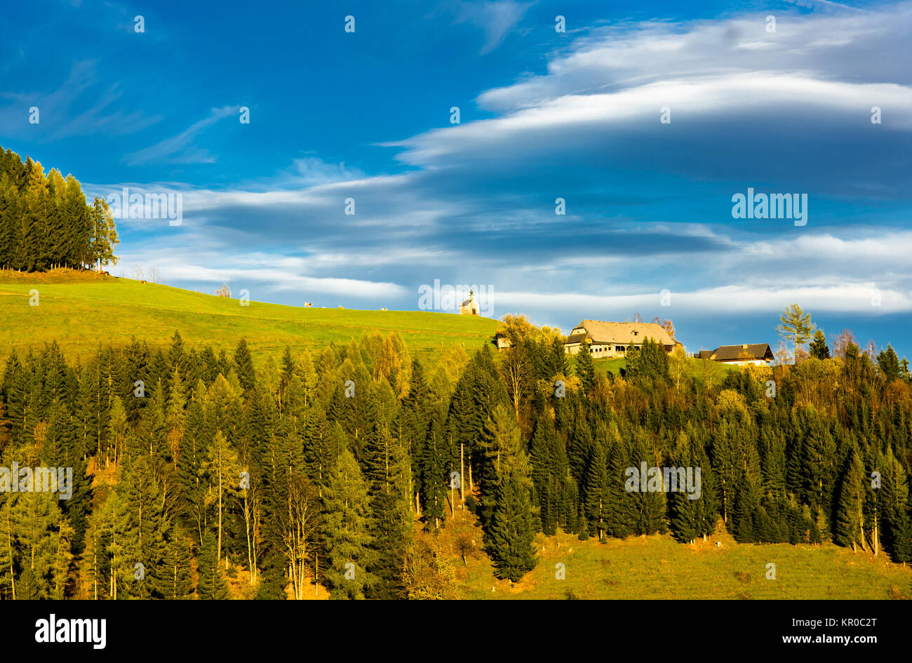 Rural Landscape With Hills and Forest in Austria Stock Photo - Alamy