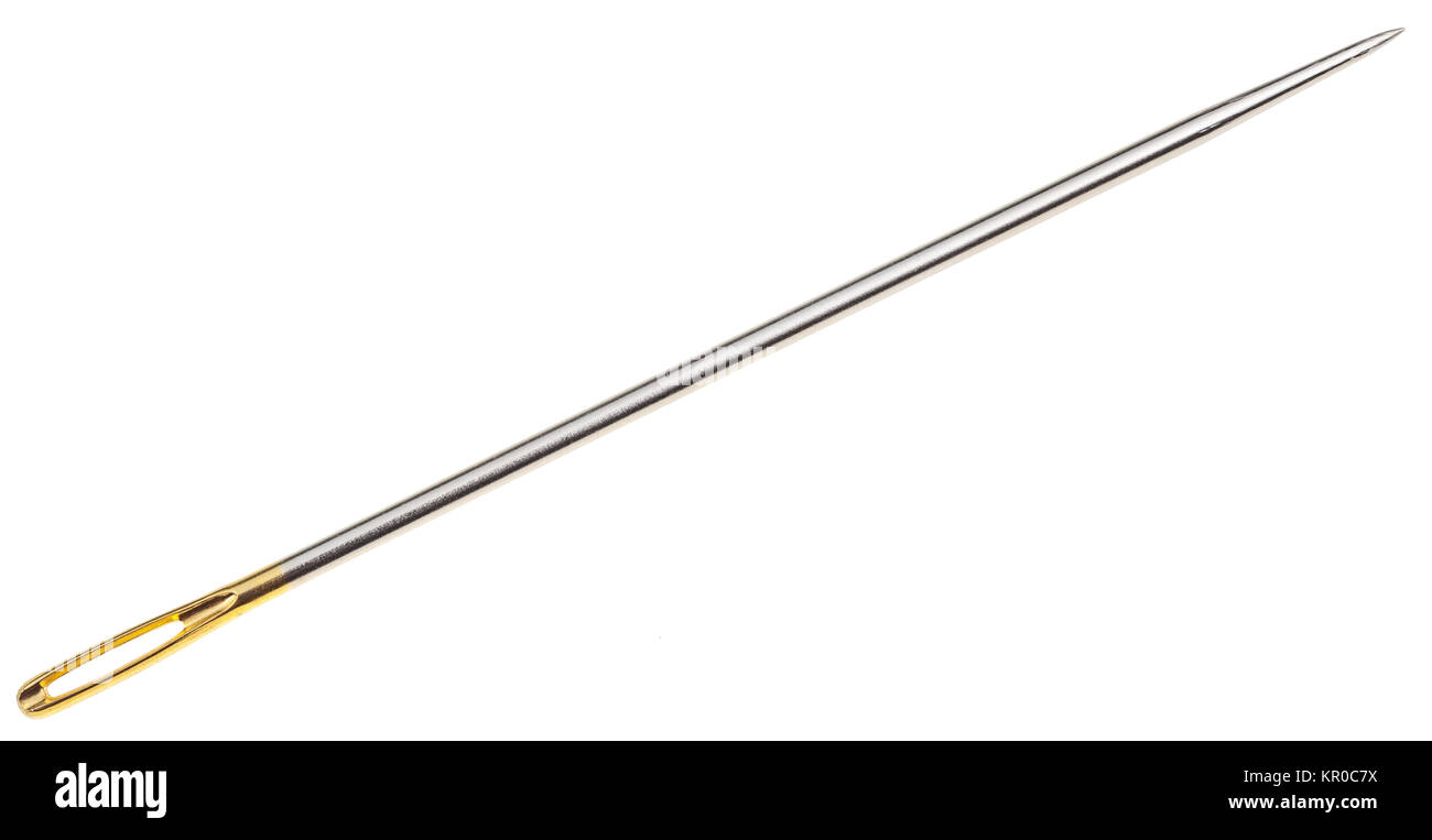 usual sewing needle with yellow needle's eye Stock Photo - Alamy