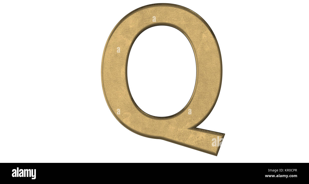 3d rendering of the letter Q in brushed metal on a white isolated ...