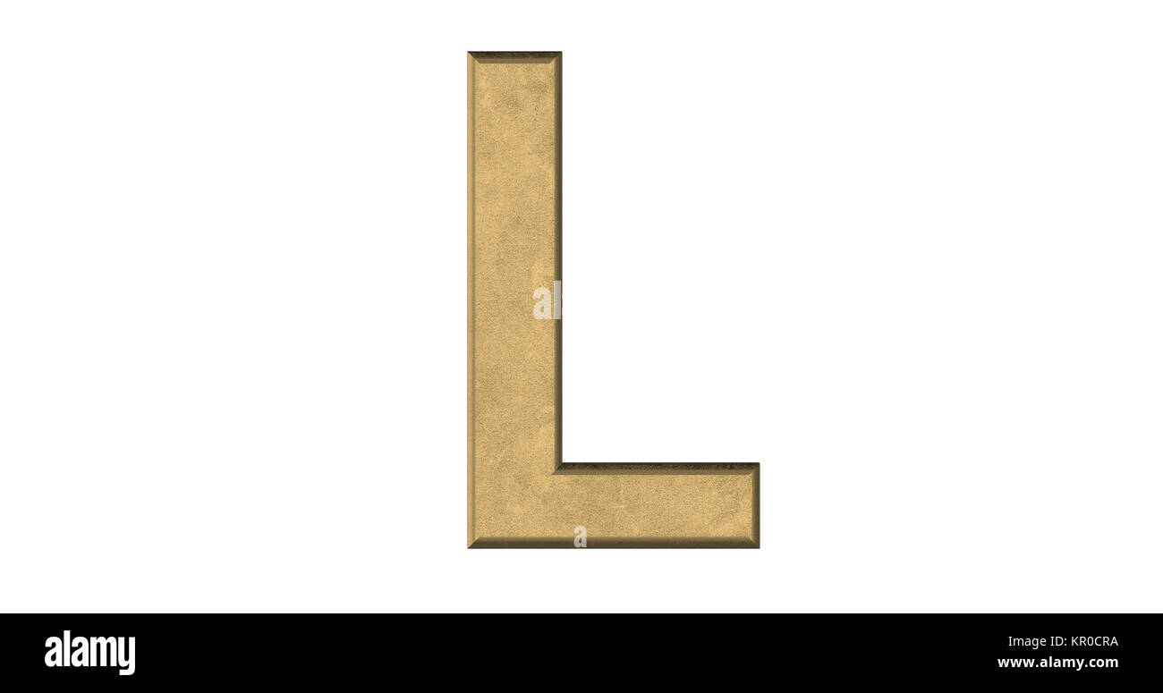 3d rendering of the letter L in brushed metal on a white isolated ...