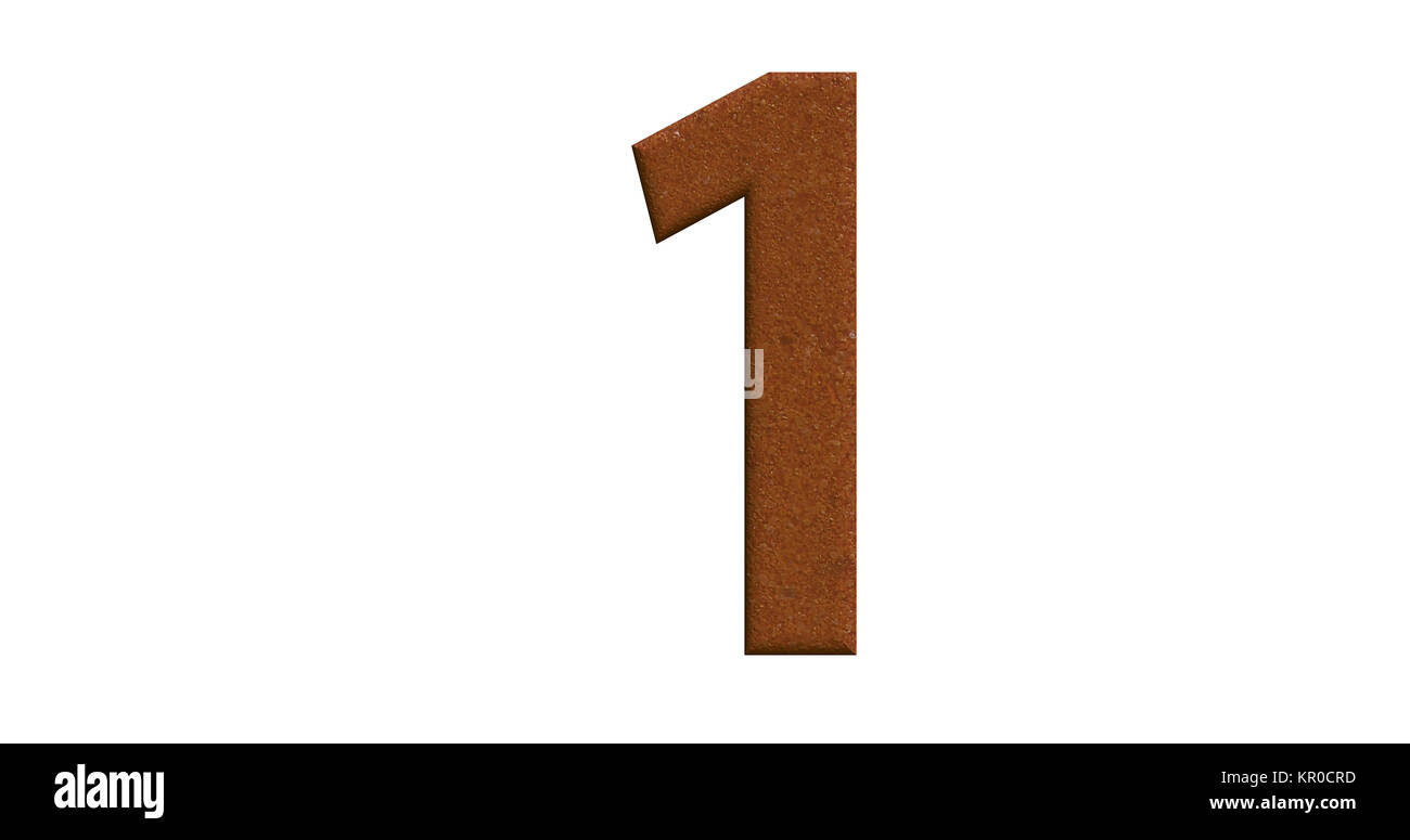 3d rendering of the letter 1 in brushed metal on a white isolated ...