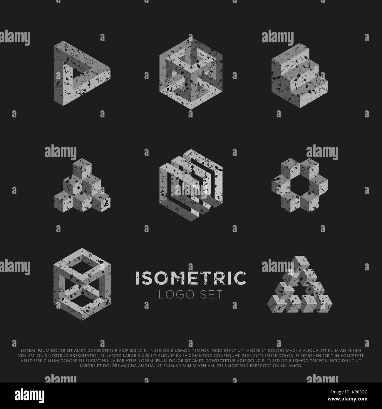 Vector 3d Isometric Logo Set Stock Photo - Alamy