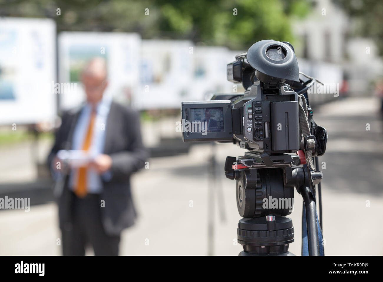 Press conference. Spokesperson Stock Photo - Alamy