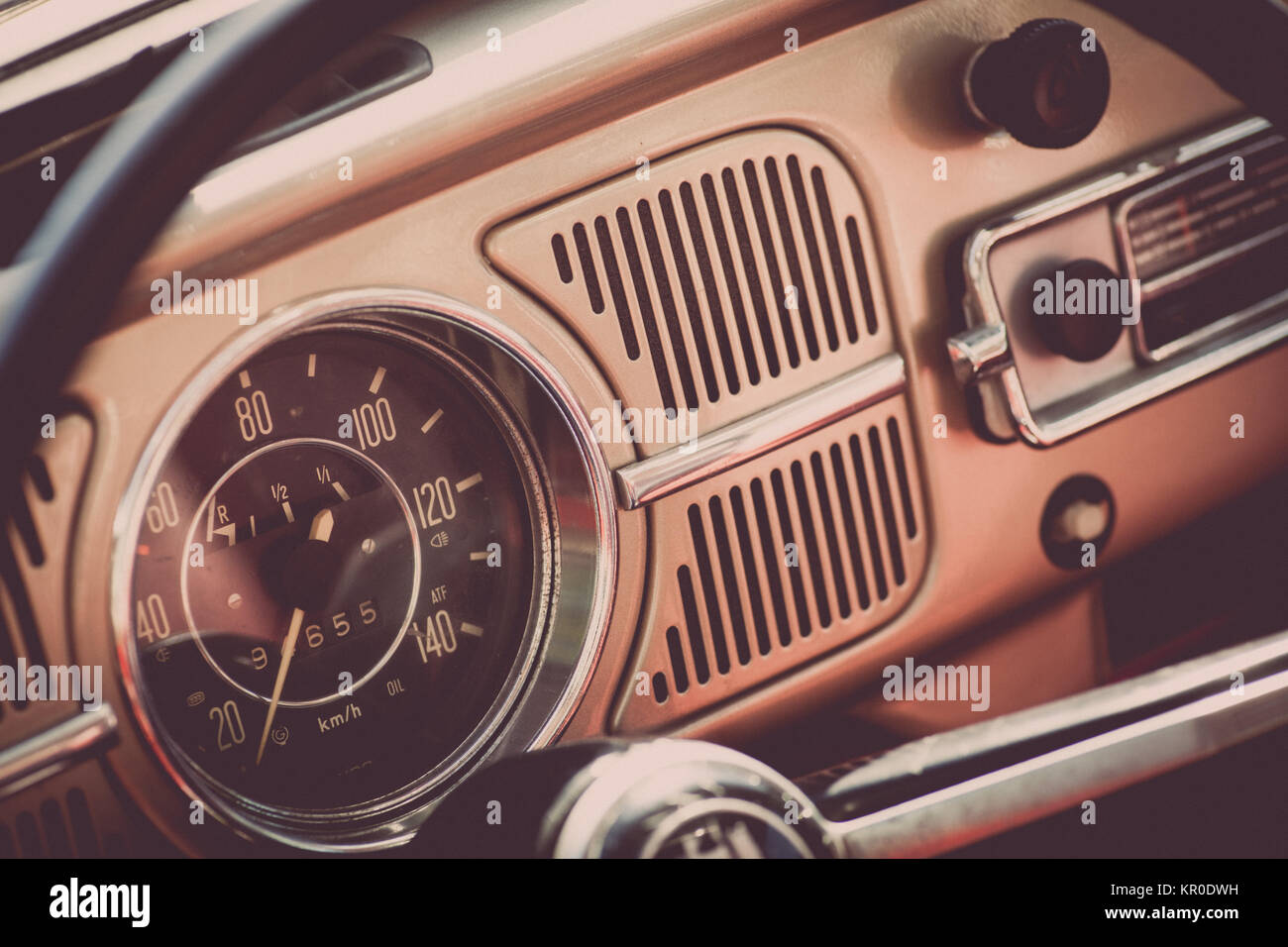 Retro car dashboard Stock Photo - Alamy