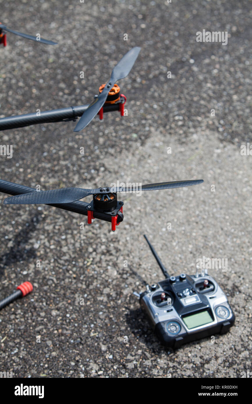 Drone with controller Stock Photo - Alamy