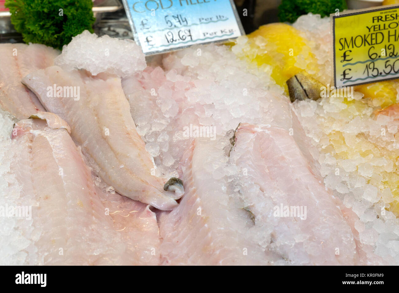 cod fillets at a fish market Stock Photo - Alamy