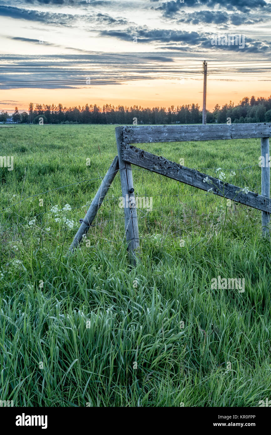 Wooden Fence in Field Stock Photo - Alamy